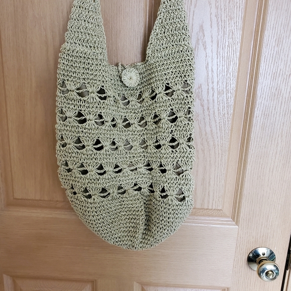 Bags | Straw Crochet Lined Long Wide Strap Straw Bucket Over The ...